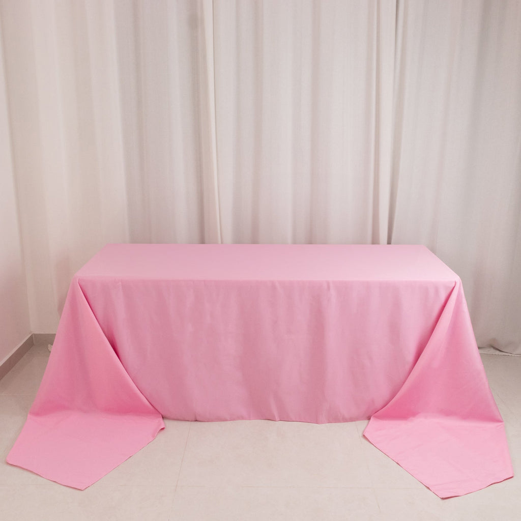 Premium Polyester Tablecloth 90"x156" Pink | TableclothsFactory