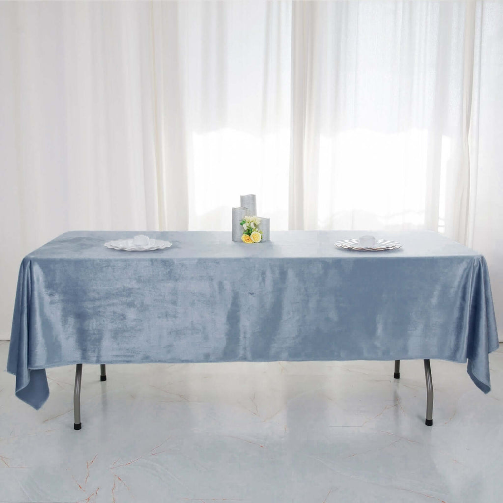 Velvet Tablecloth 60"x102" Dusty Blue | TableclothsFactory