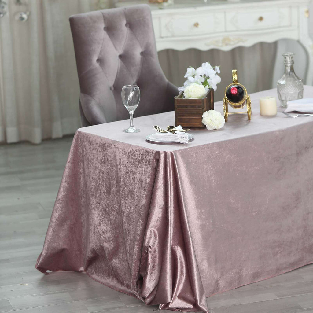 Velvet Tablecloth 90"x132" Mauve | TableclothsFactory