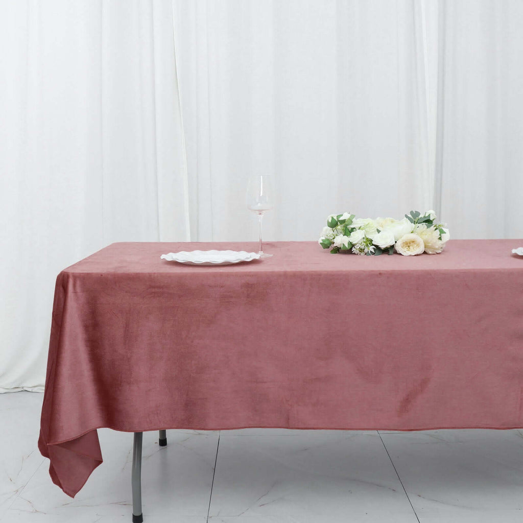 Velvet Tablecloth 60"x102" Dusty Rose | TableclothsFactory
