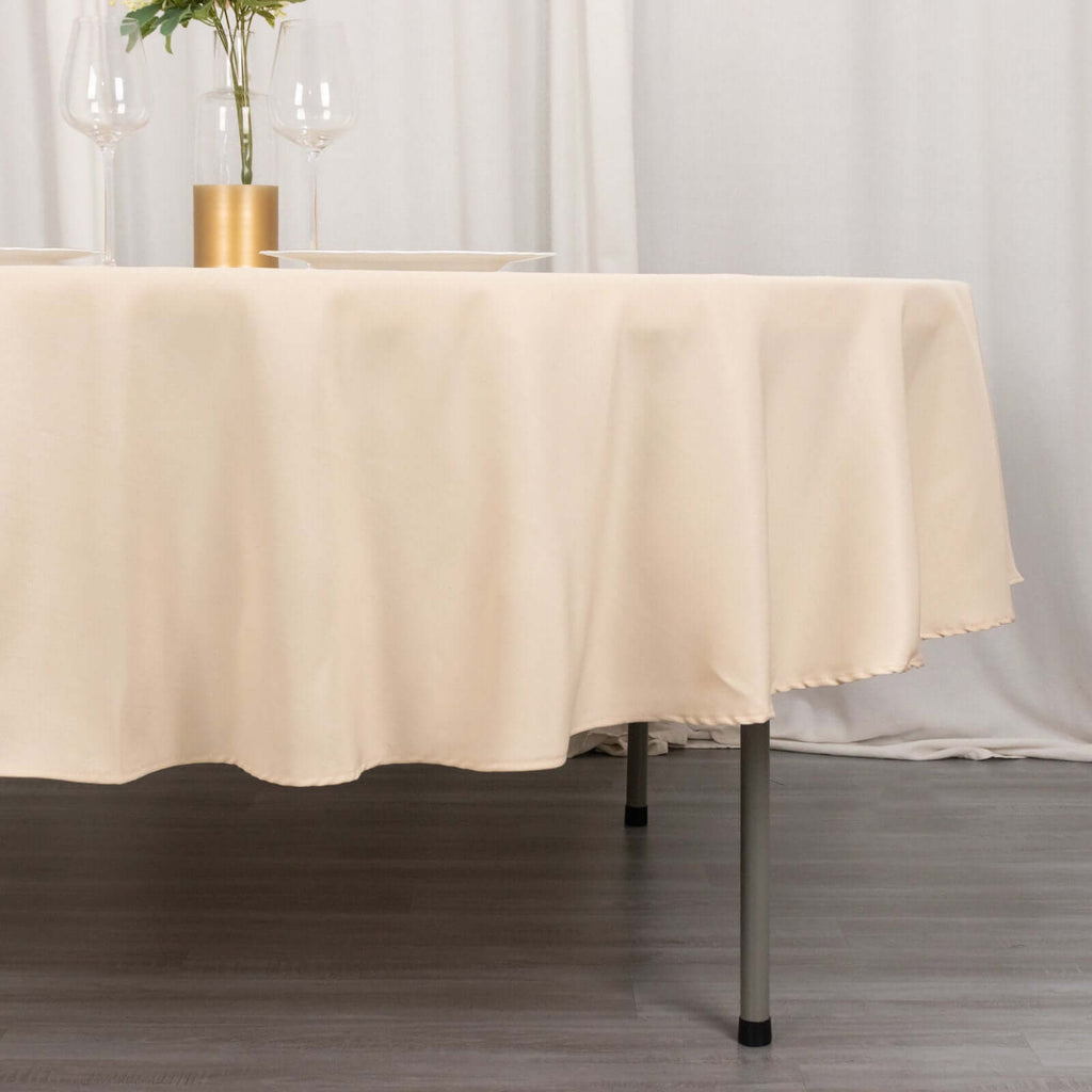 Premium Polyester Tablecloth 90" Beige | TableclothsFactory