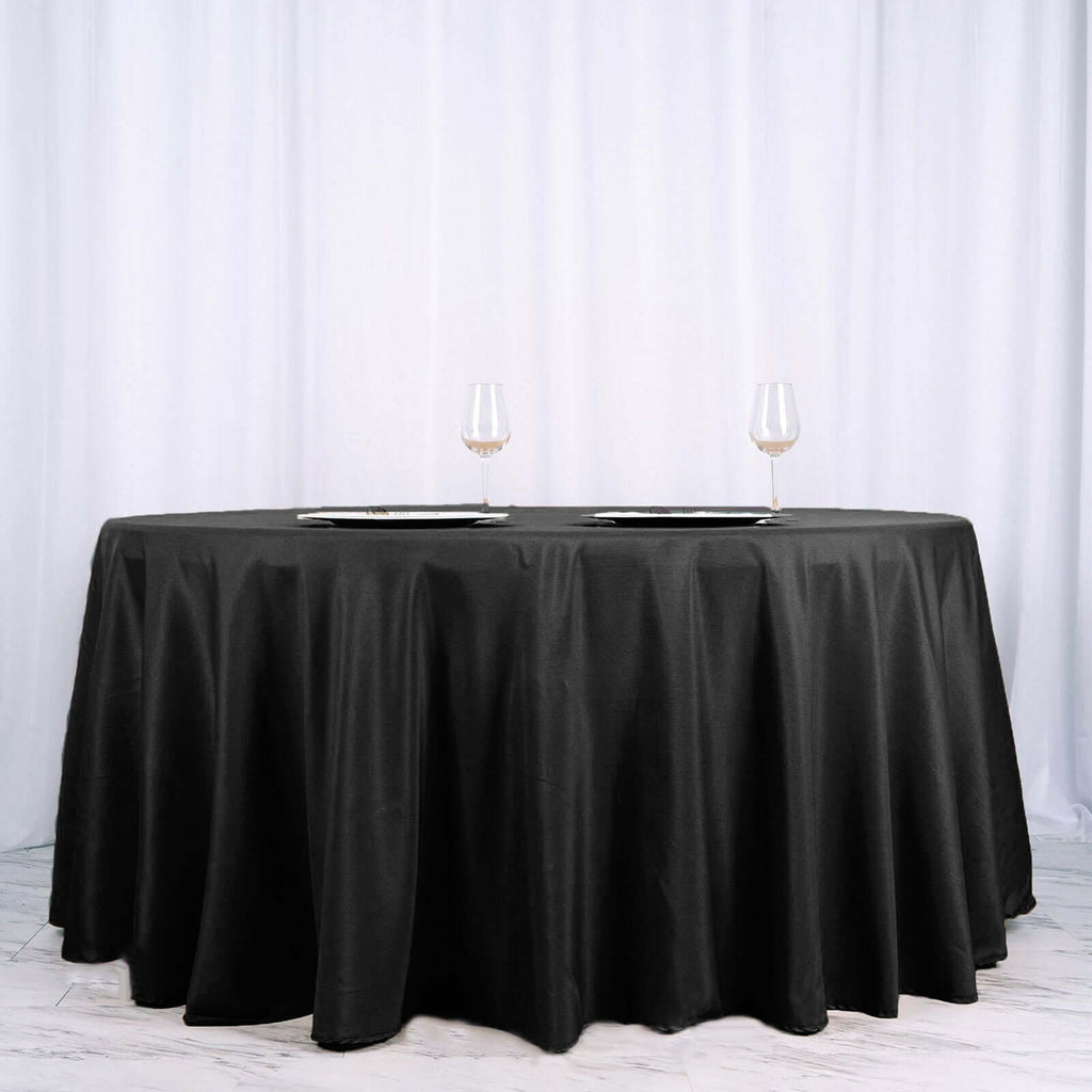 Polyester Tablecloth 120" Black | TableclothsFactory