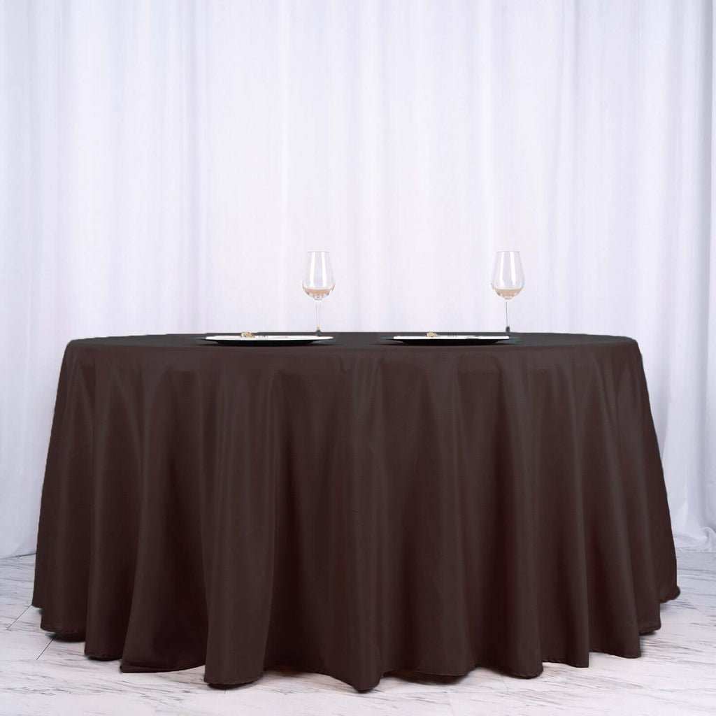 Polyester Round Tablecloth 120" Chocolate | TableclothsFactory