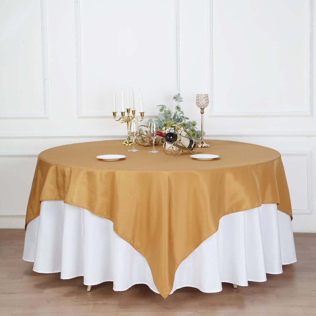 Polyester Square Overlay 90"x90" Gold | TableclothsFactory