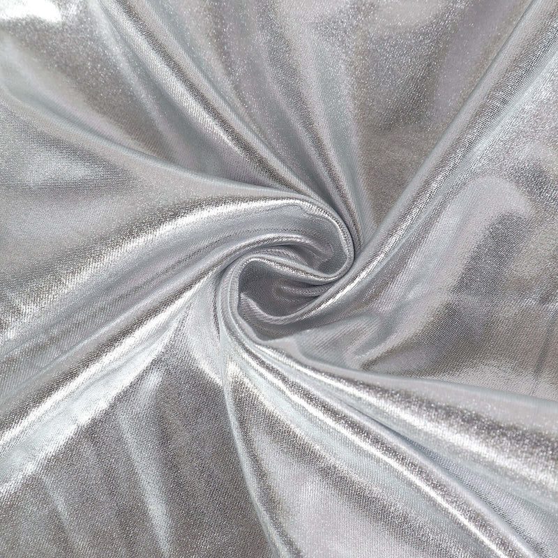 Spandex Cocktail Table Top Cover Metallic Silver | TableclothsFactory