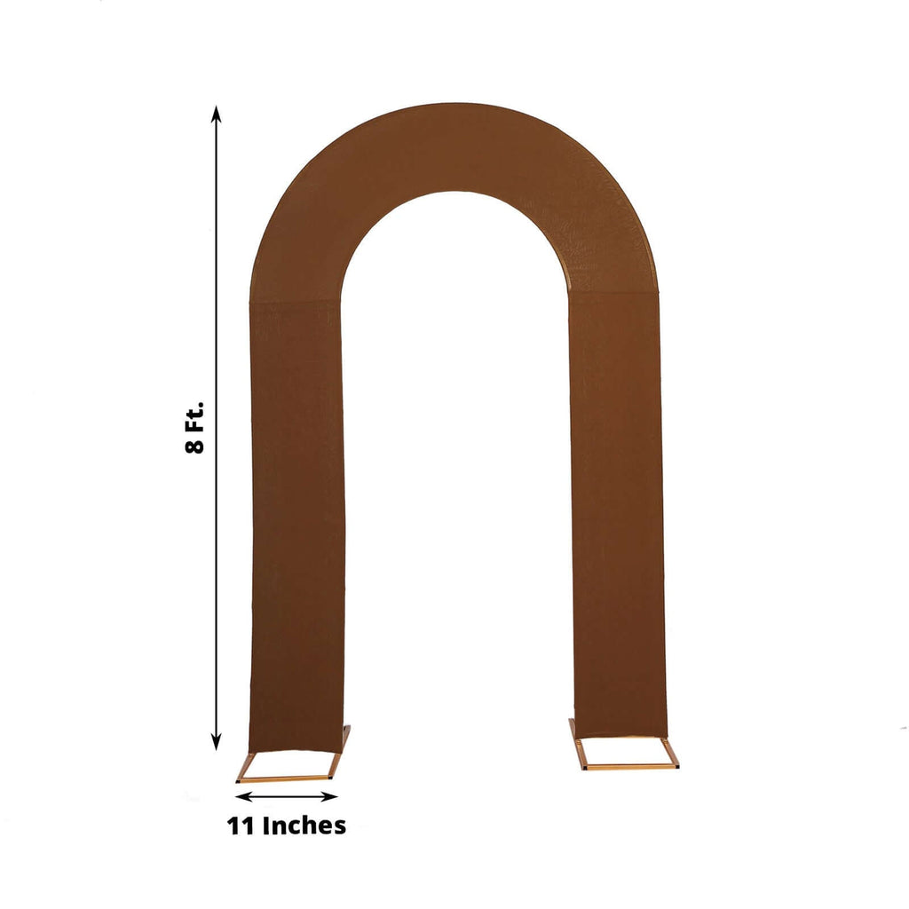 8ft Cinnamon Brown Spandex Wedding Arch Cover | TableclothsFactory