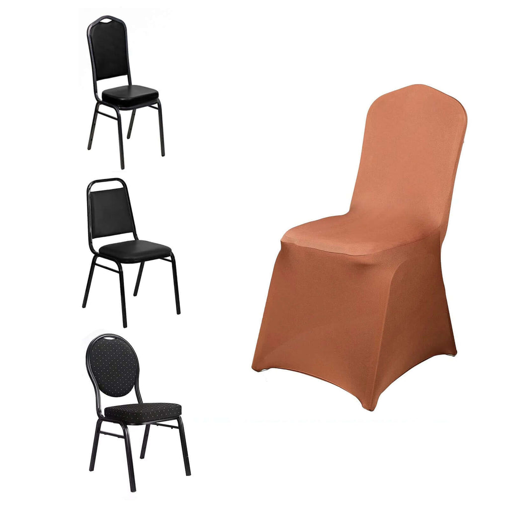 Spandex Banquet Chair Cover Terracotta | TableclothsFactory