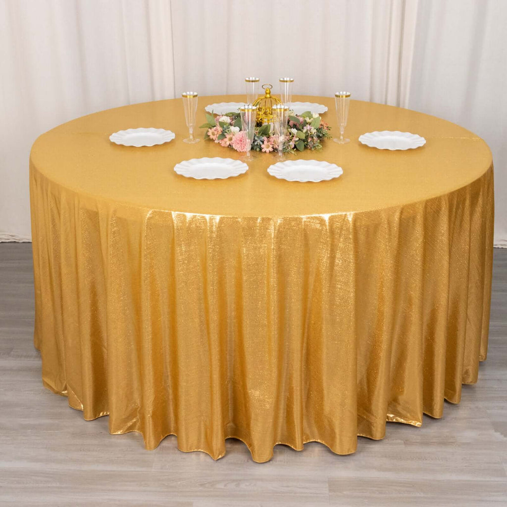 Sequin Dots Round Tablecloth 120" Gold | TableclothsFactory