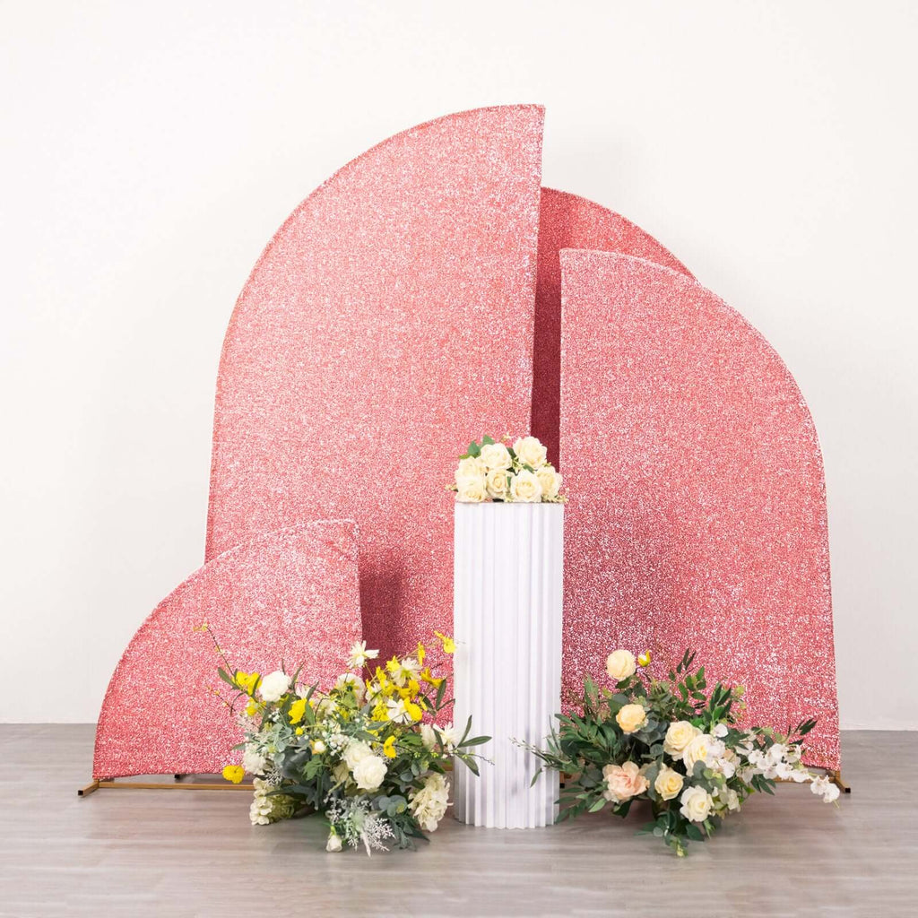 Rose Gold Chiara Wedding Arch Covers Set of 4 | TableclothsFactory