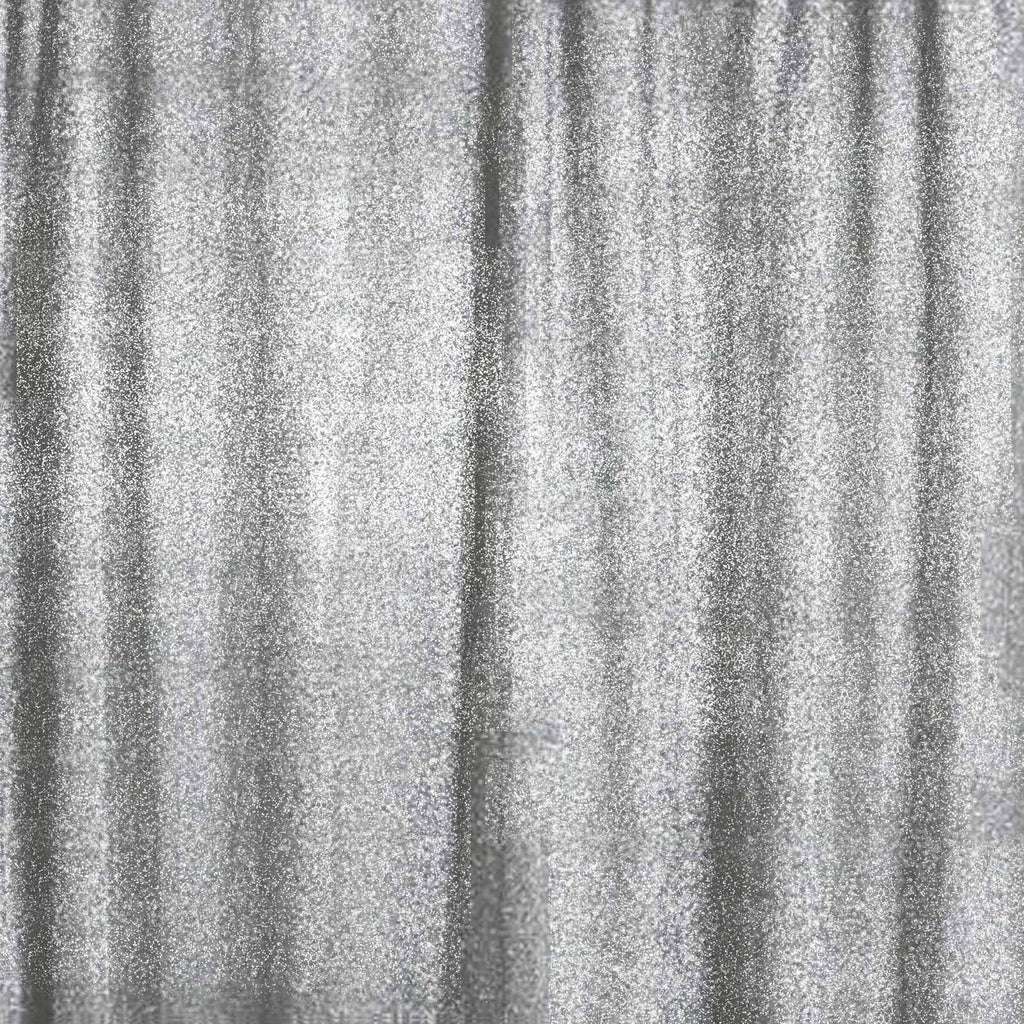 20ft Silver Metallic Shimmer Tinsel Drapes | TableclothsFactory
