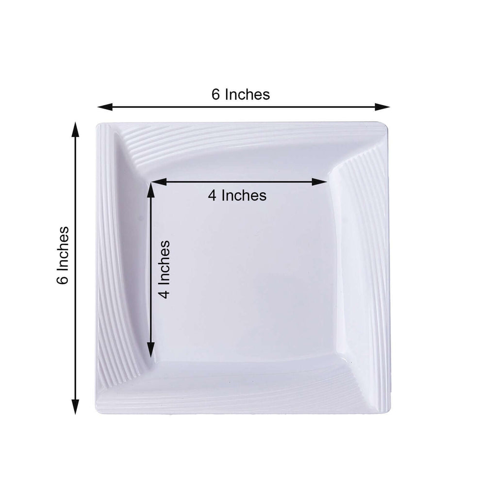 Plastic 6" Square Dessert Plates White | TableclothsFactory