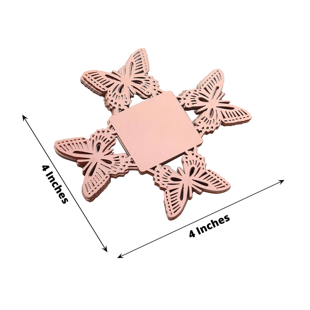Paper Square Cupcake Liners Butterfly Rose Gold | TableclothsFactory