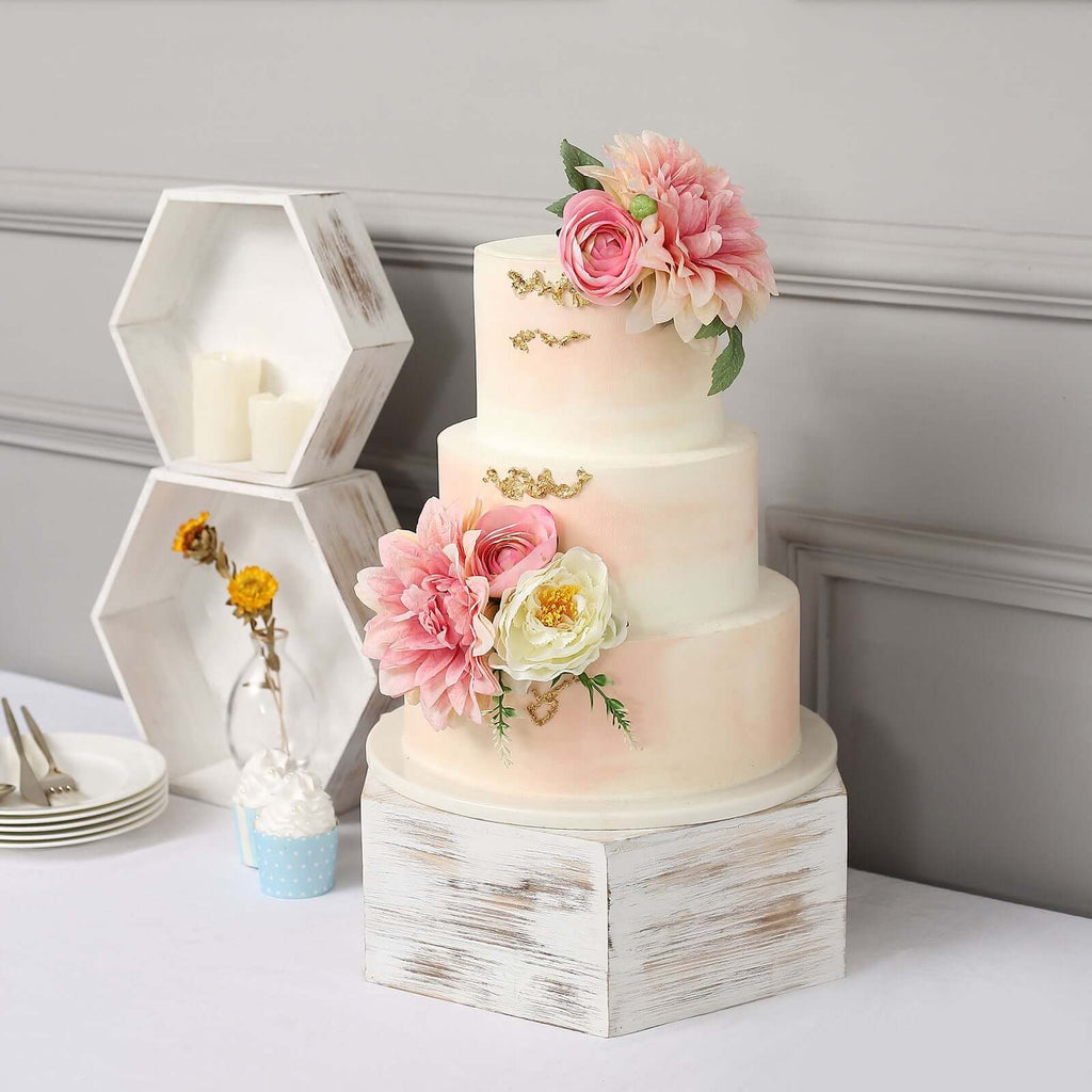Wooden Dessert Display Boxes 9",11",13" Whitewashed | TableclothsFactory