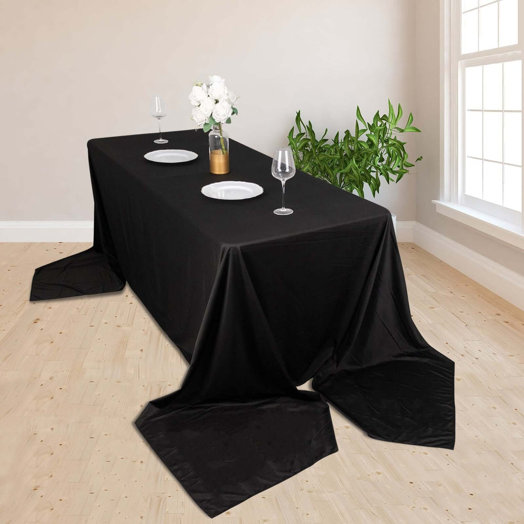 Scuba Rectangular Tablecloth 90"x156" Black | TableclothsFactory