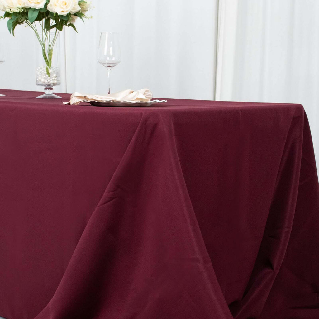 Premium Polyester Tablecloth 90"x156" Burgundy | TableclothsFactory
