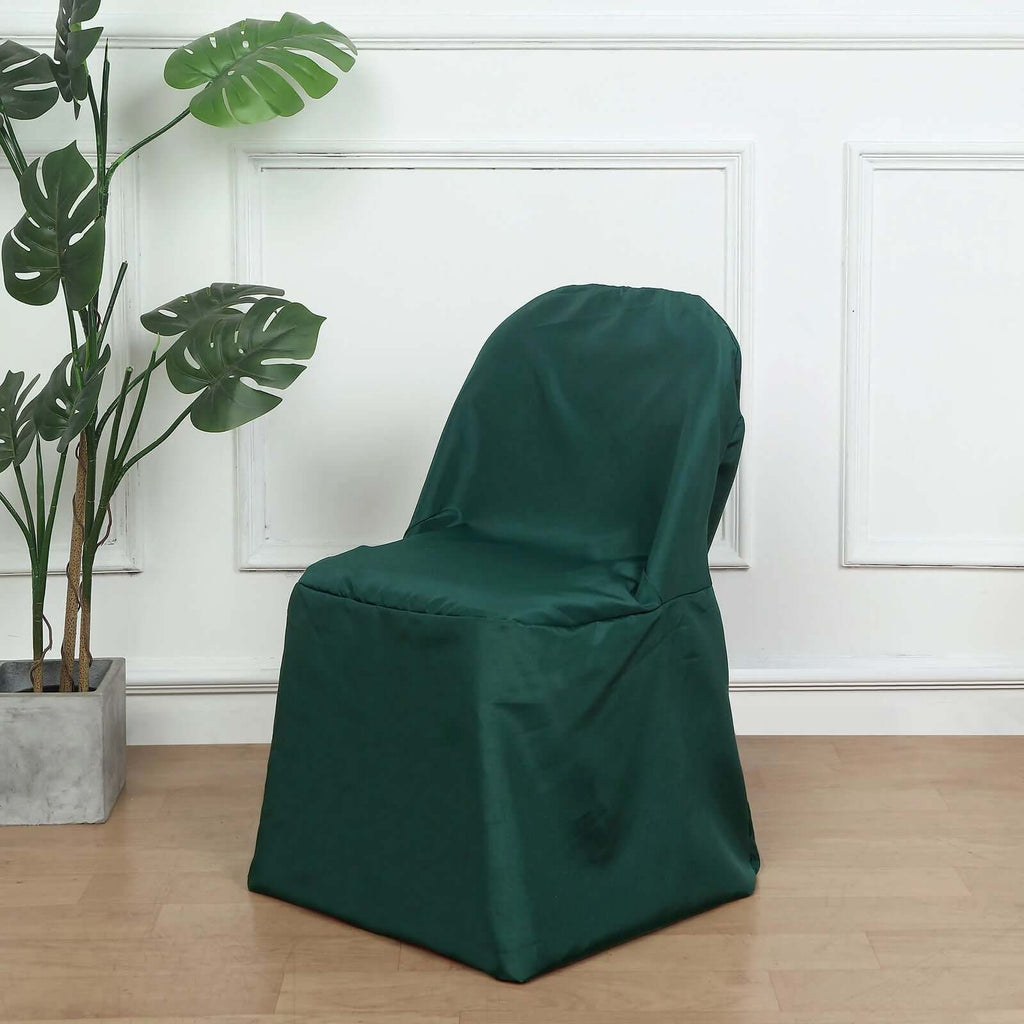 Polyester Folding Chair Cover Emerald Green | TableclothsFactory
