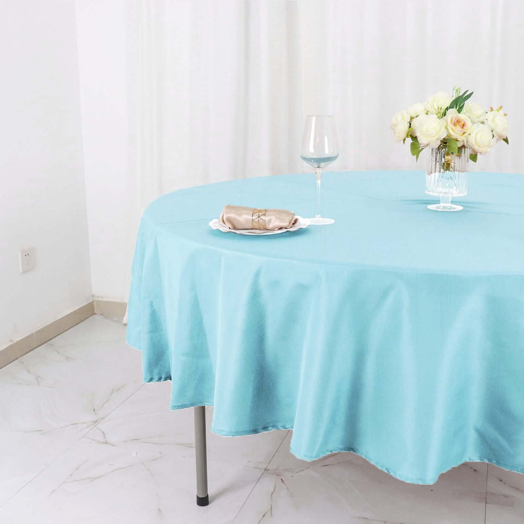 Polyester Round Tablecloth 90" Light Blue | TableclothsFactory