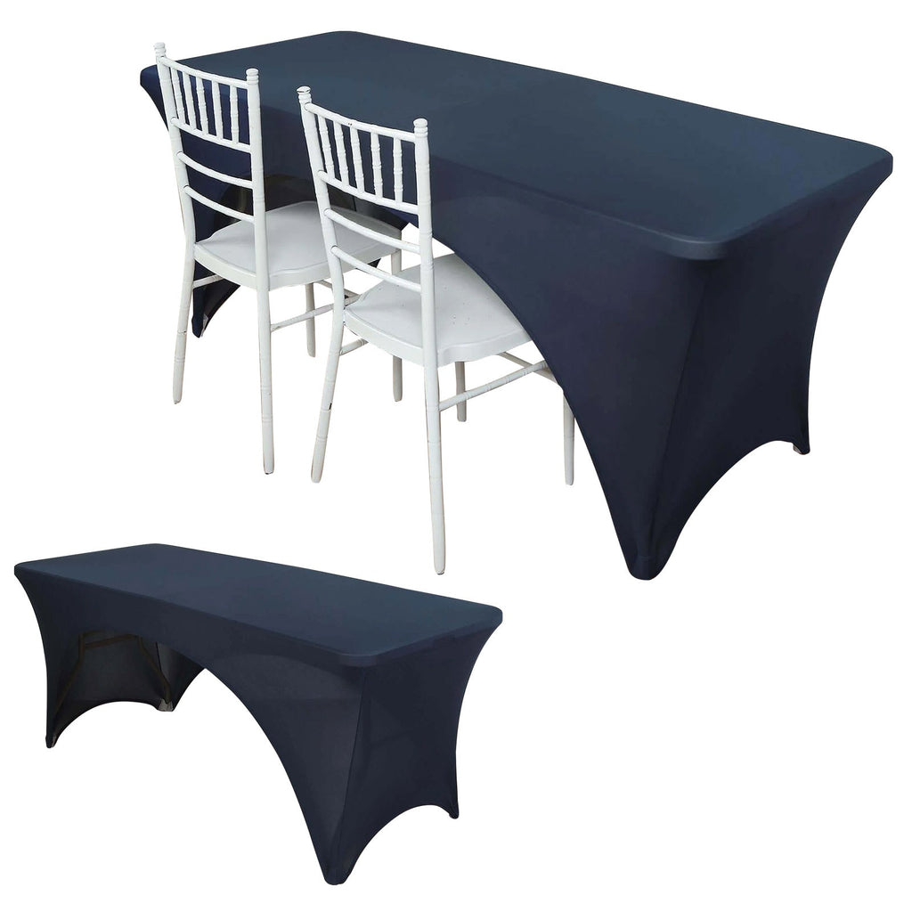 Open Back Spandex Rectangle Table Cover 96"x30" Navy Blue ...