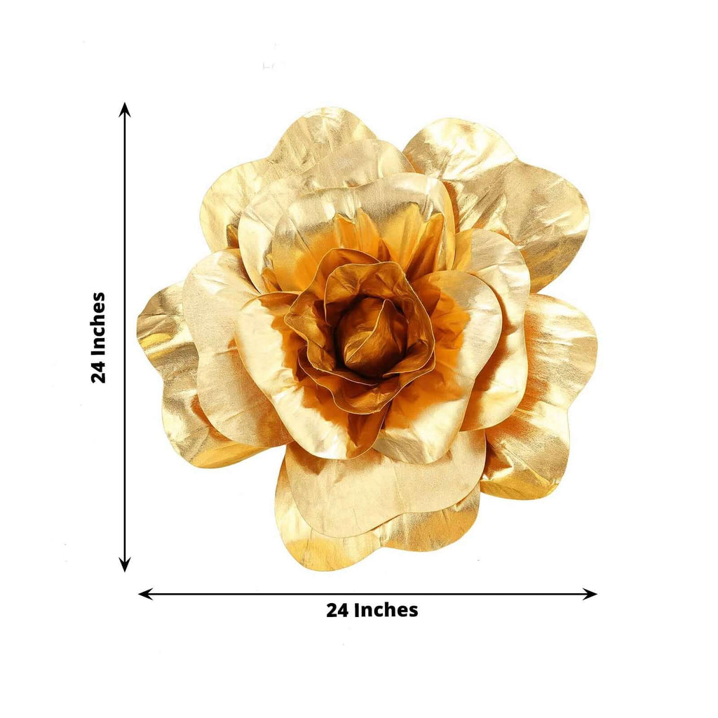 Large Metallic Gold Foam Craft Roses | TableclothsFactory
