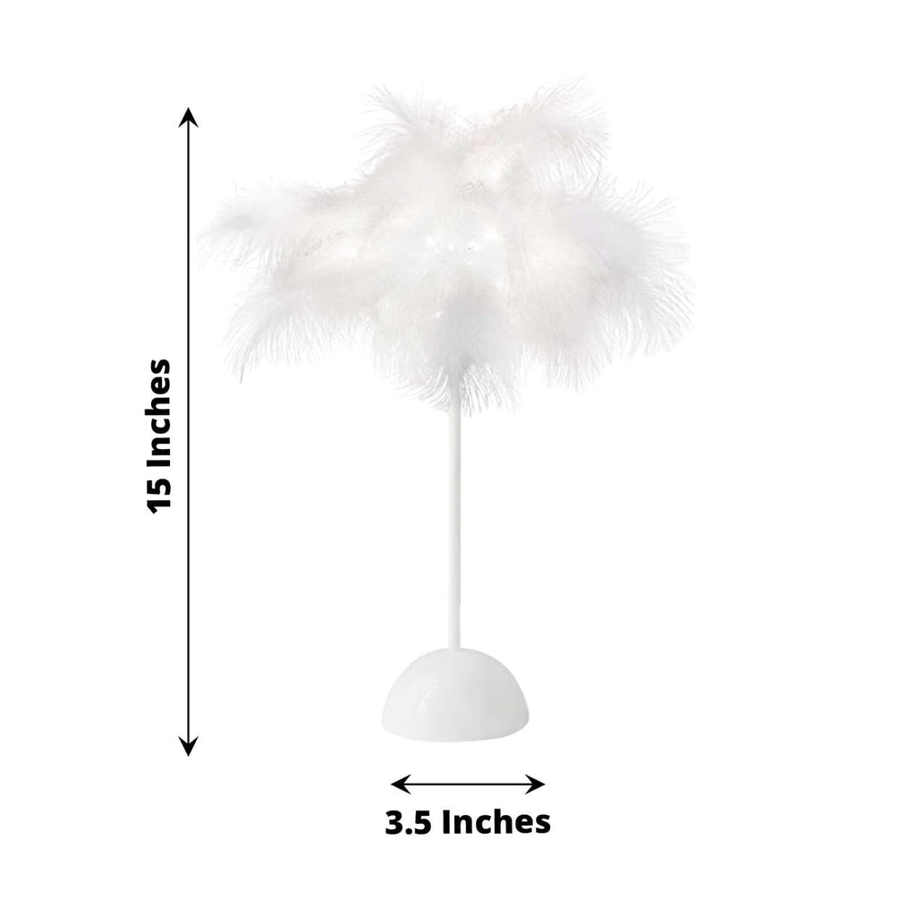 Feathers Table Lamp White 15" | TableclothsFactory