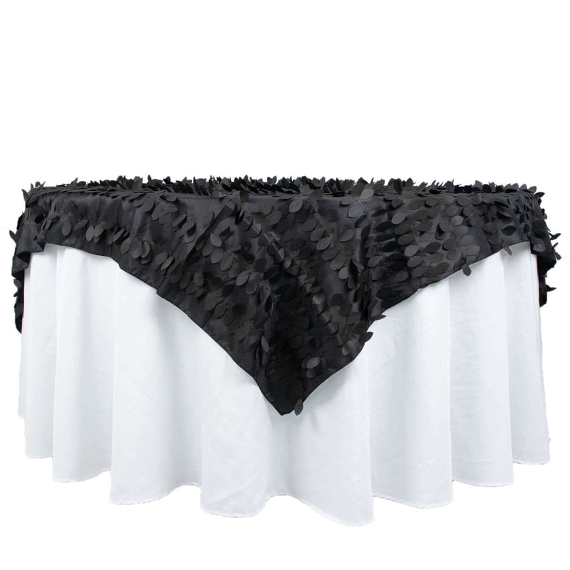 Leaf Taffeta Overlay 72"x72" Taupe | TableclothsFactory