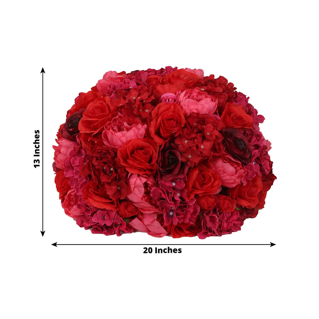 Red Silk Rose Flower Balls - 20" | TableclothsFactory