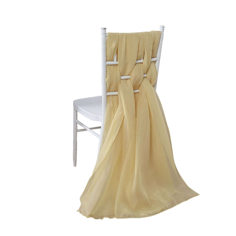 Premium Chiffon Chair Sashes 22"x78" White | TableclothsFactory