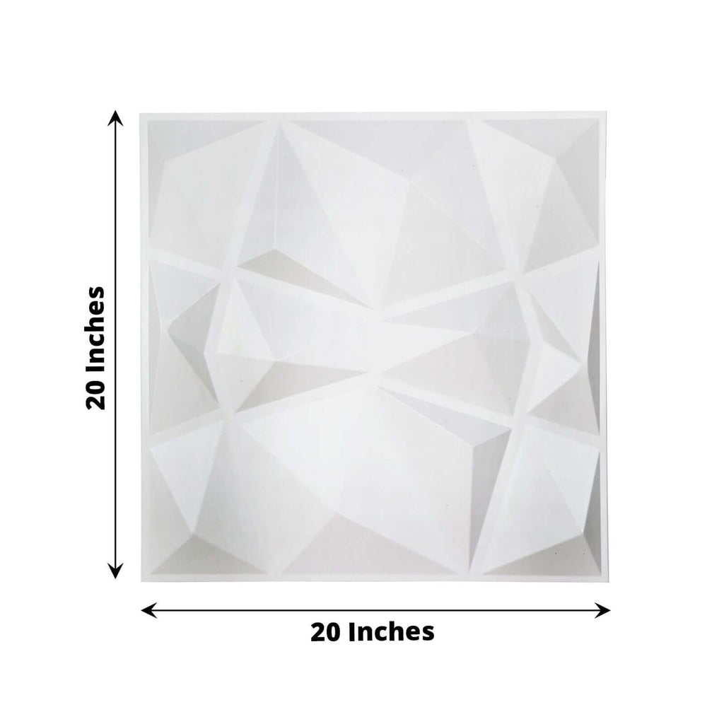 20"x20" Matte White 3D PVC Wall Tiles | TableclothsFactory