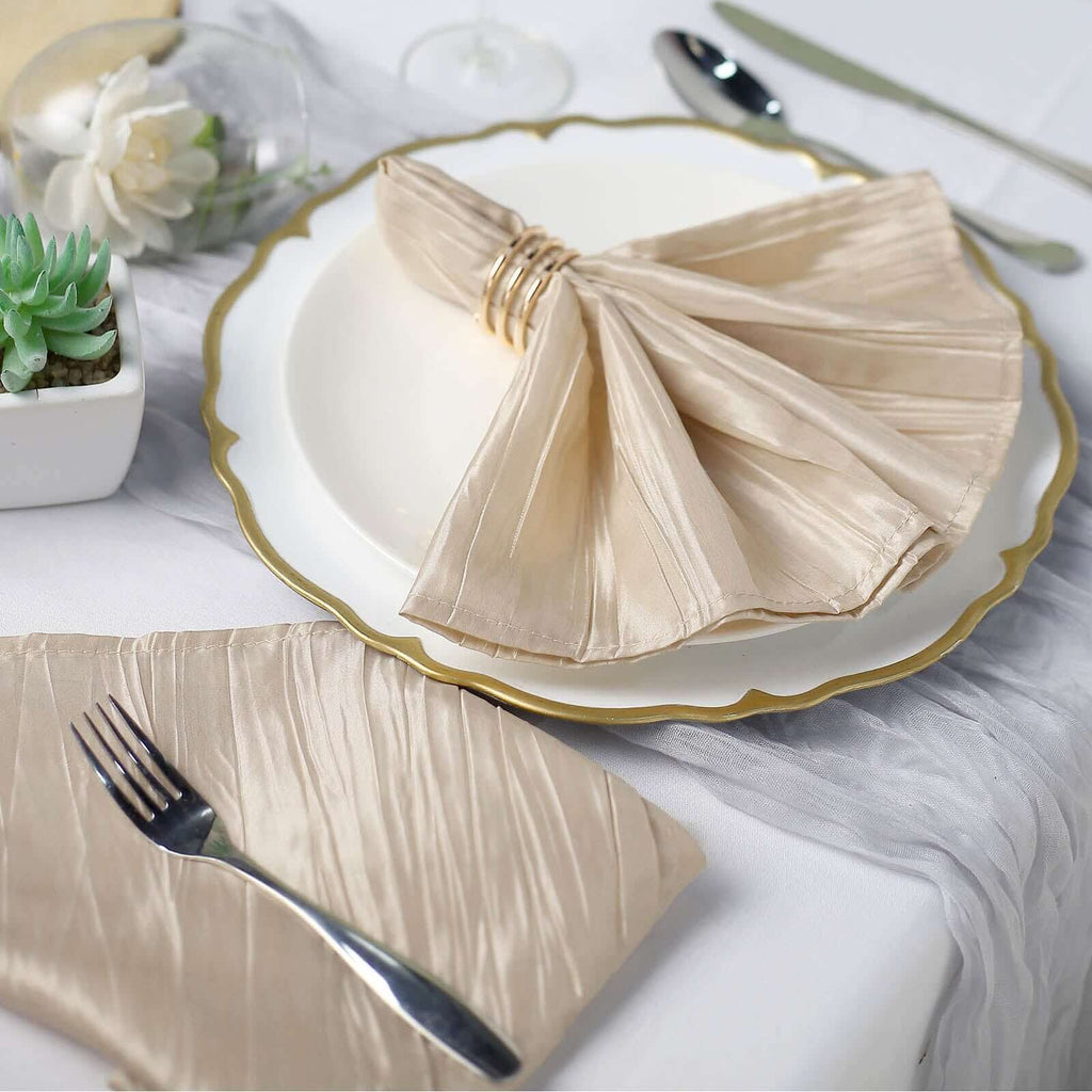 Accordion Napkins 20x20 Beige | TableclothsFactory