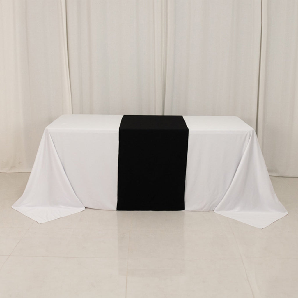 Premium Polyester Table Runner 24"x72" Black | TableclothsFactory