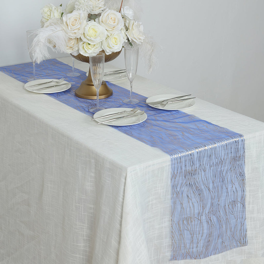 Organza Table Runners 12"x108" Royal Blue | TableclothsFactory