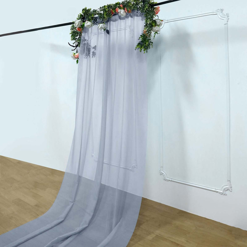 Dusty Blue Chiffon Curtain Panel 5ftx14ft | TableclothsFactory