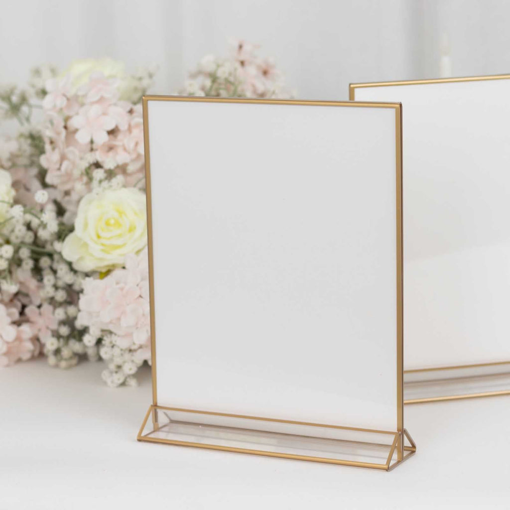 Clear/Gold Rim Acrylic Frame Sign Holders 9"x11" | TableclothsFactory