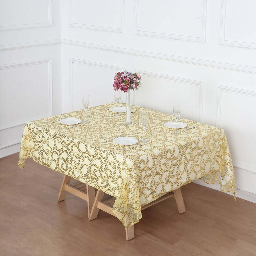 Tulle Table Overlay 72"x72" Gold | TableclothsFactory