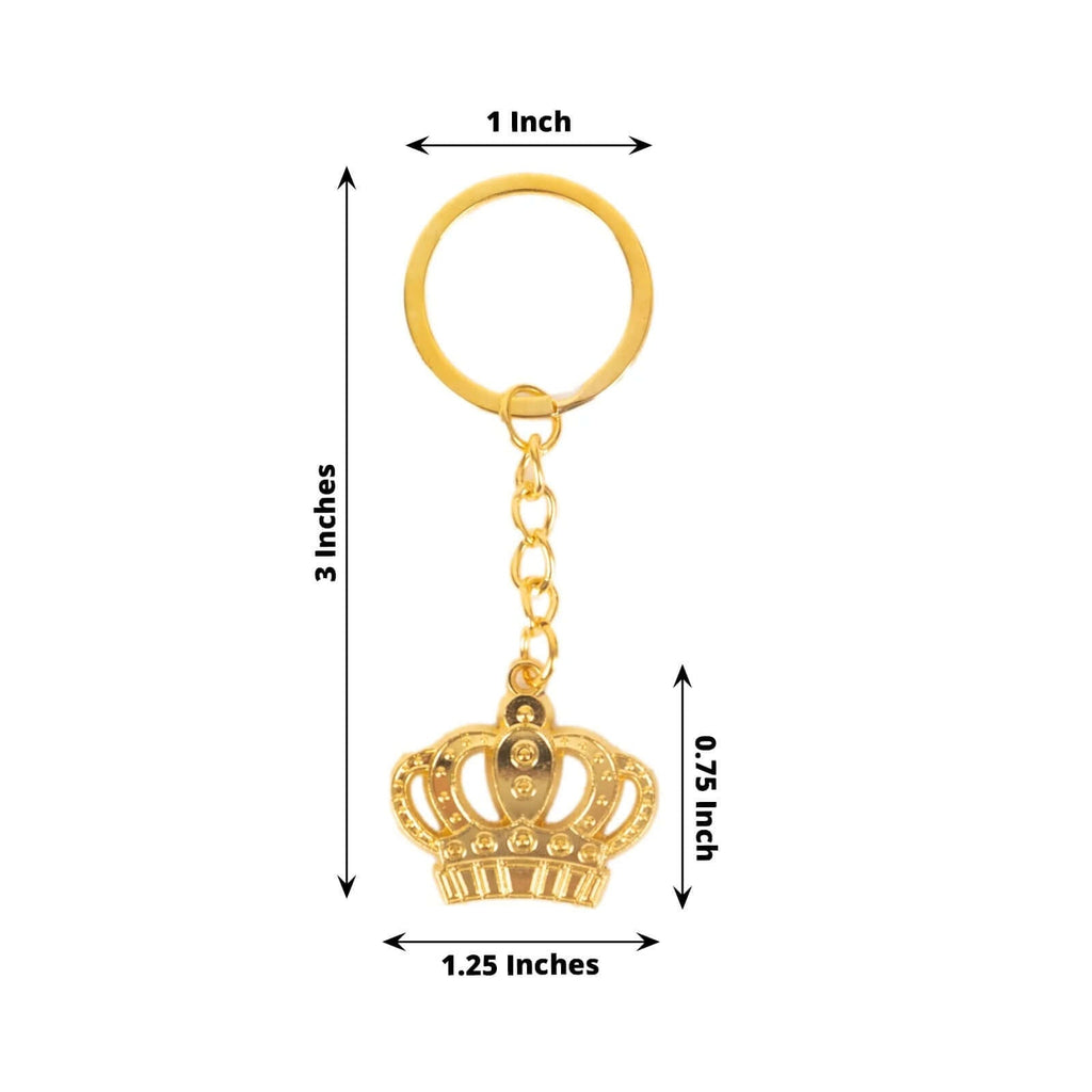 Gold Metal Princess Crown Keychain 5 Pack | TableclothsFactory