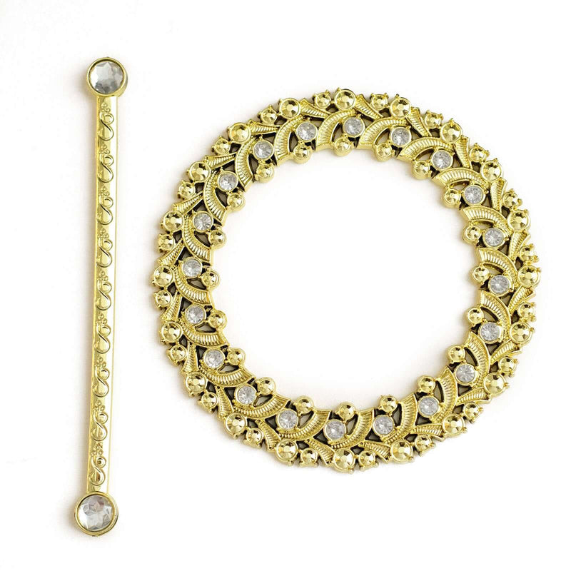 7" Gold Acrylic Crystal Curtain Tie Backs | TableclothsFactory