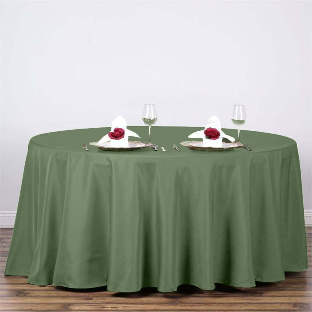 Polyester Round Tablecloth 120" Olive Green | TableclothsFactory
