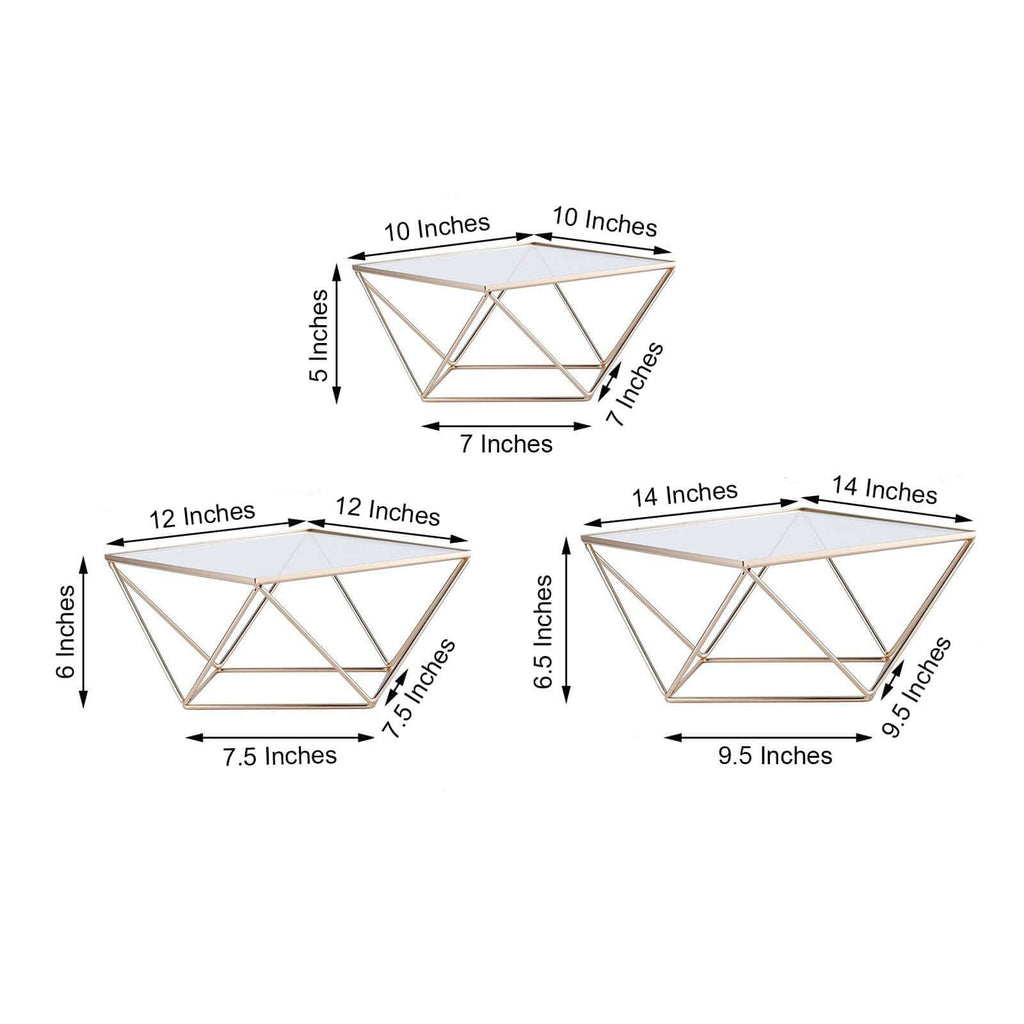Gold Geometric Cake Stands Set of 3 | TableclothsFactory