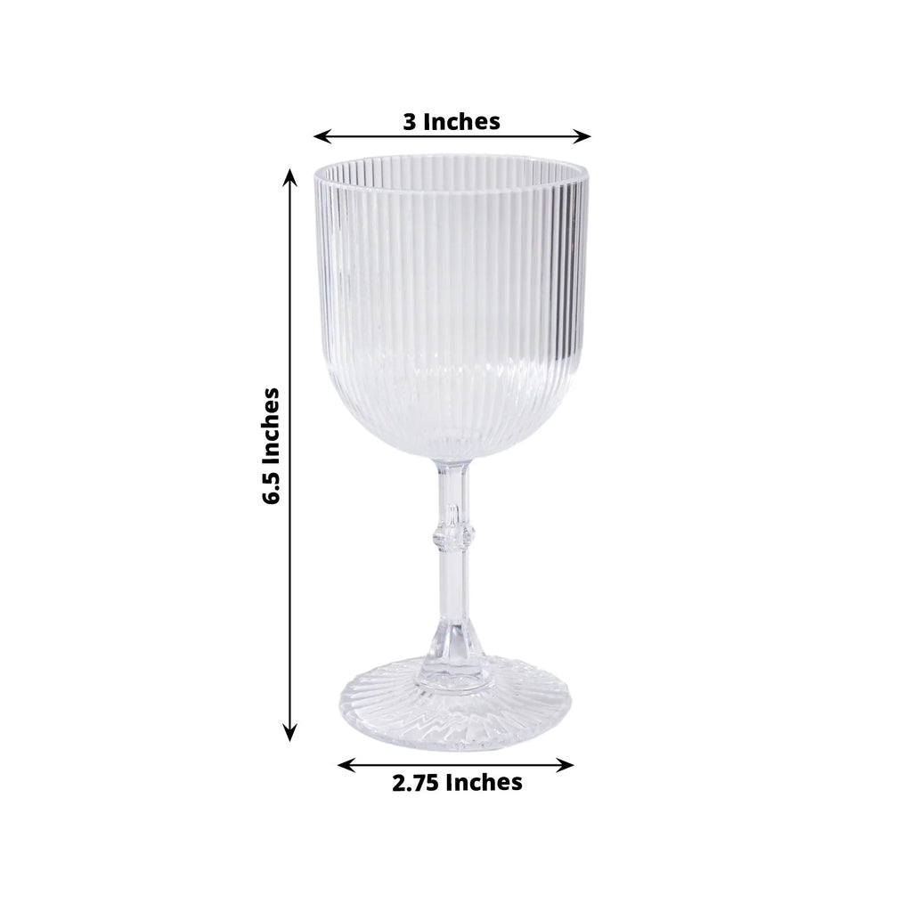 Ribbed Plastic Goblets Clear 9oz | TableclothsFactory