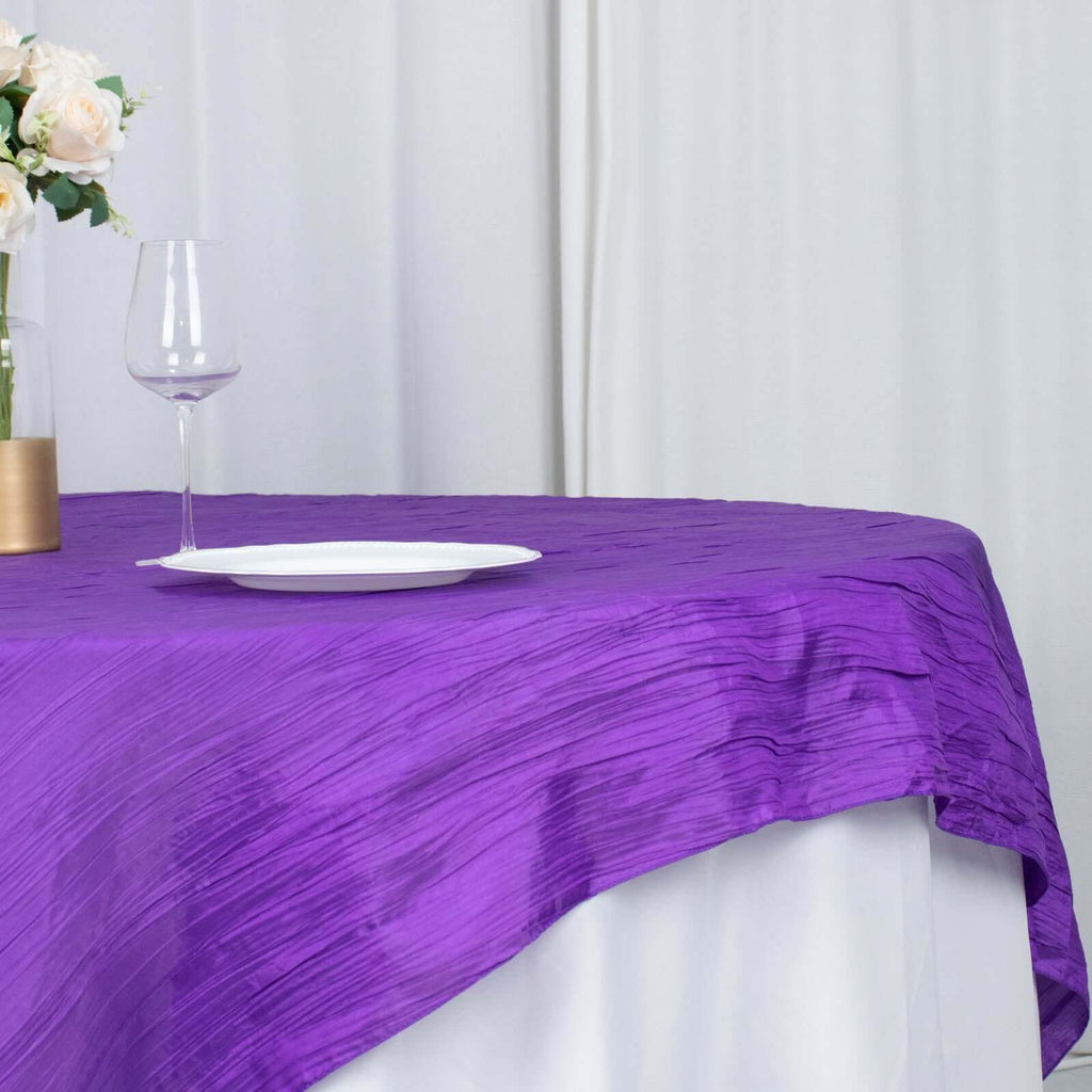 Crinkle Taffeta Overlay 72"x72" Purple | TableclothsFactory