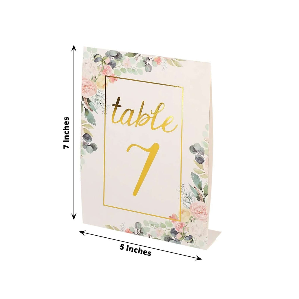 Wedding Table Numbers Peony Flower Design 7" | TableclothsFactory