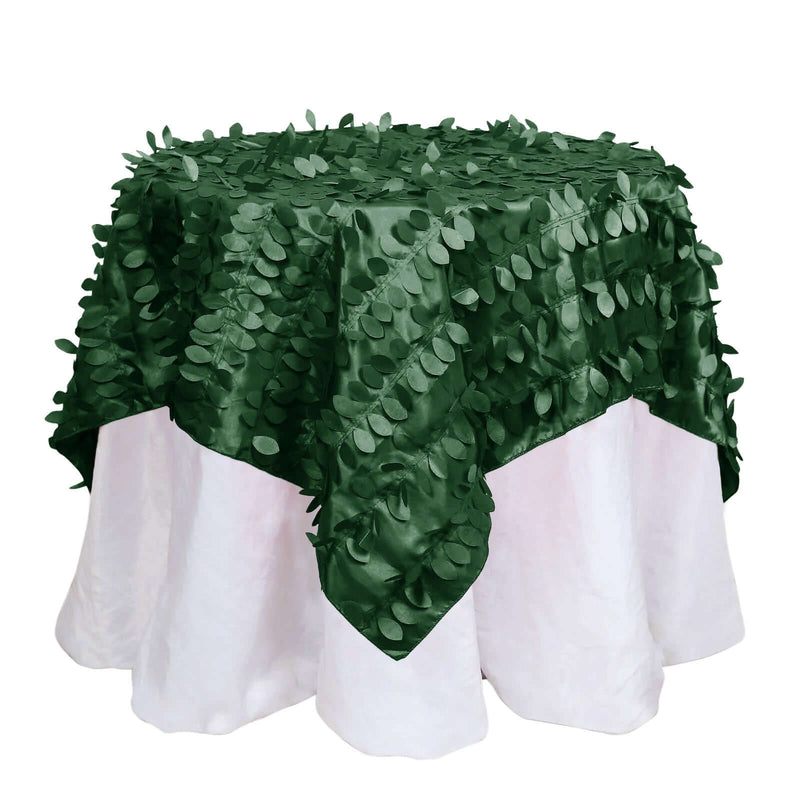 Leaf Taffeta Round Tablecloth 132" Green | TableclothsFactory