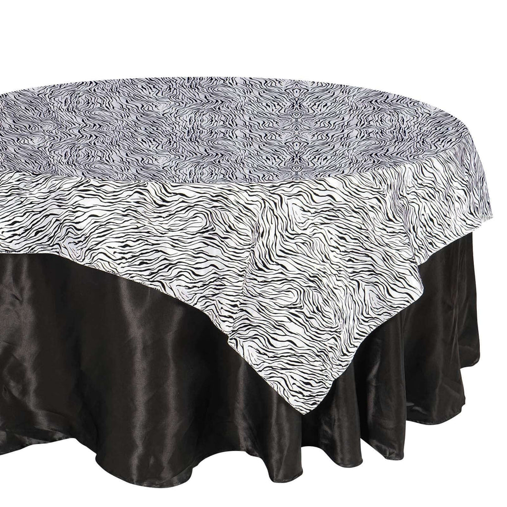 Tiger Table Overlay 72"x72" Black/White | TableclothsFactory