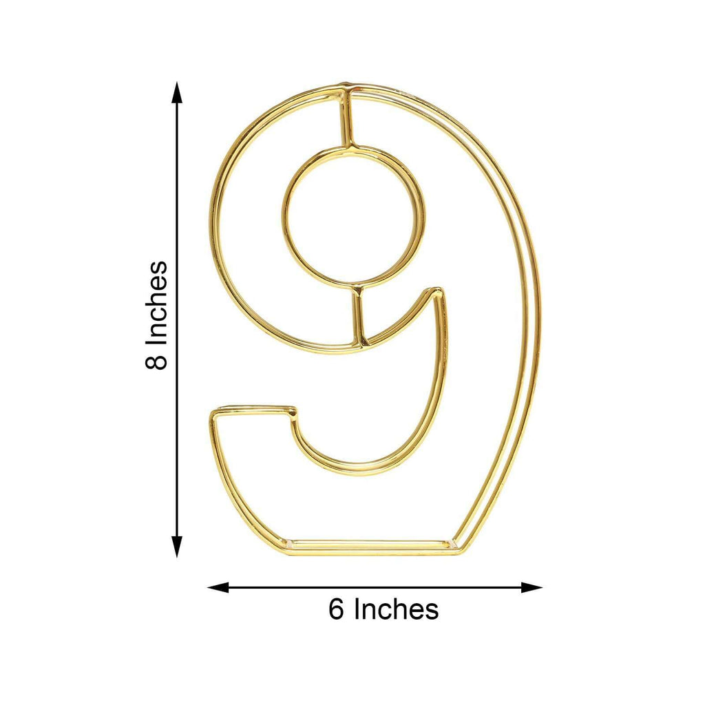 Gold 3D Metal Wire Wedding Table Numbers - 9 | TableclothsFactory