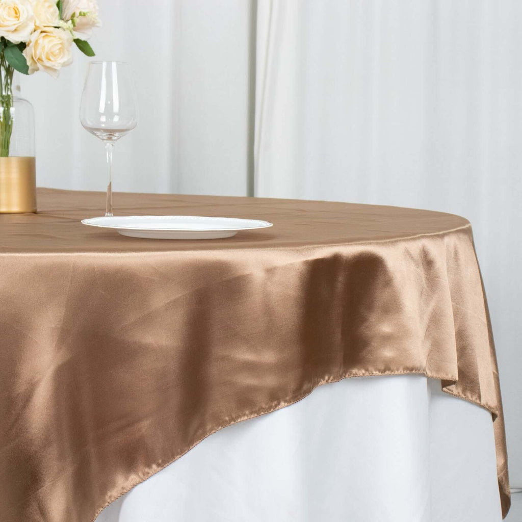 Satin Table Overlay 72"x72" Taupe | TableclothsFactory