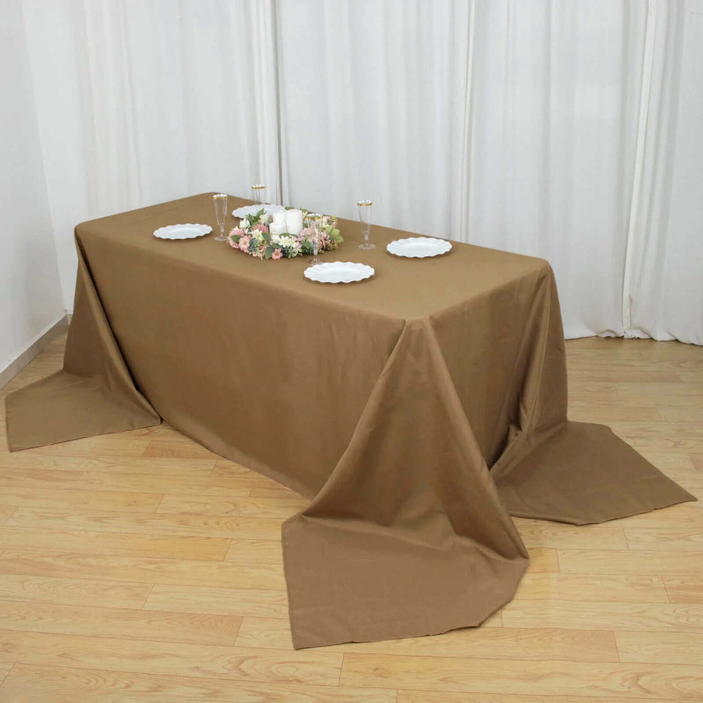 Polyester Tablecloth 90"x156" Taupe | TableclothsFactory