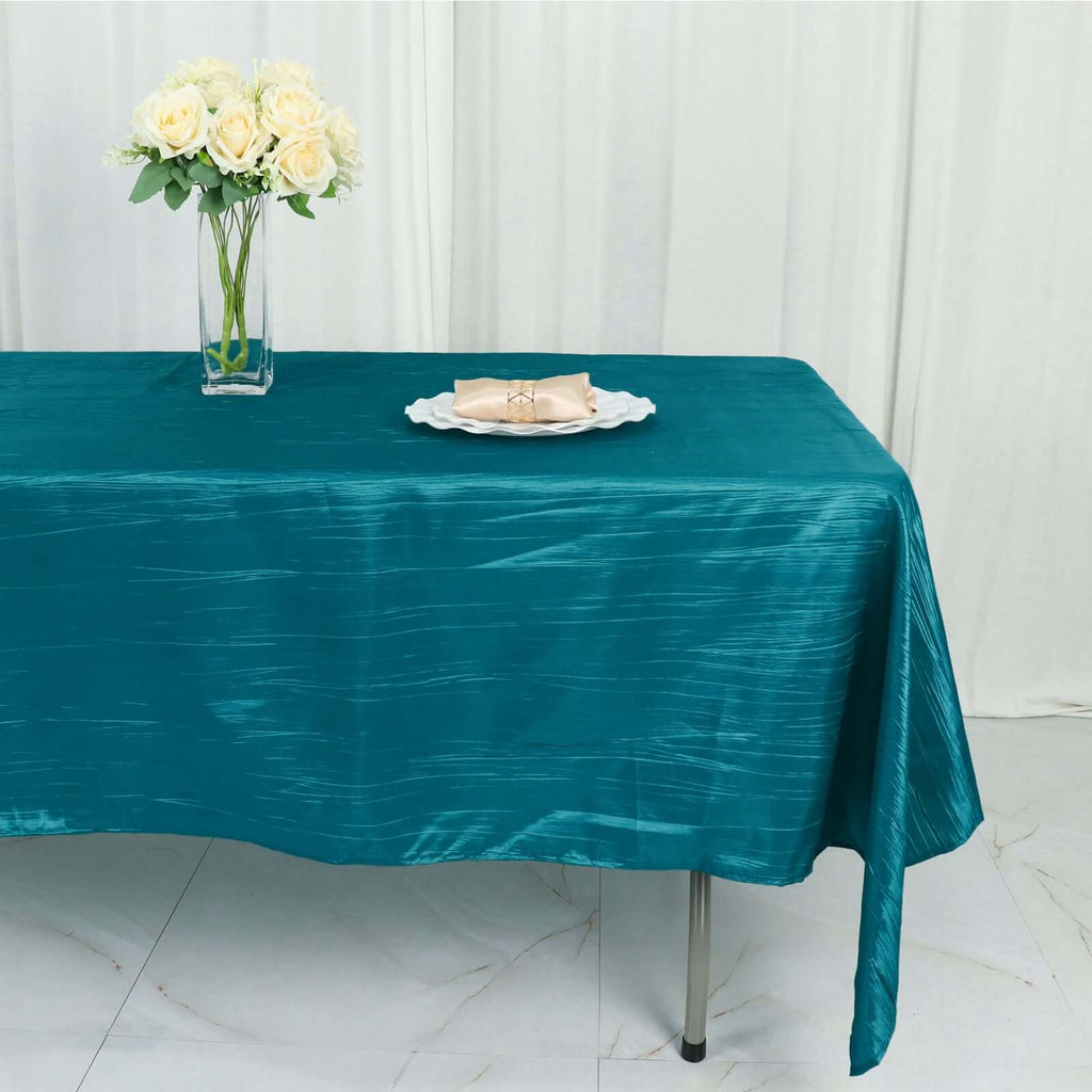 Accordion Crinkle Tablecloth 60"x102" Teal | TableclothsFactory