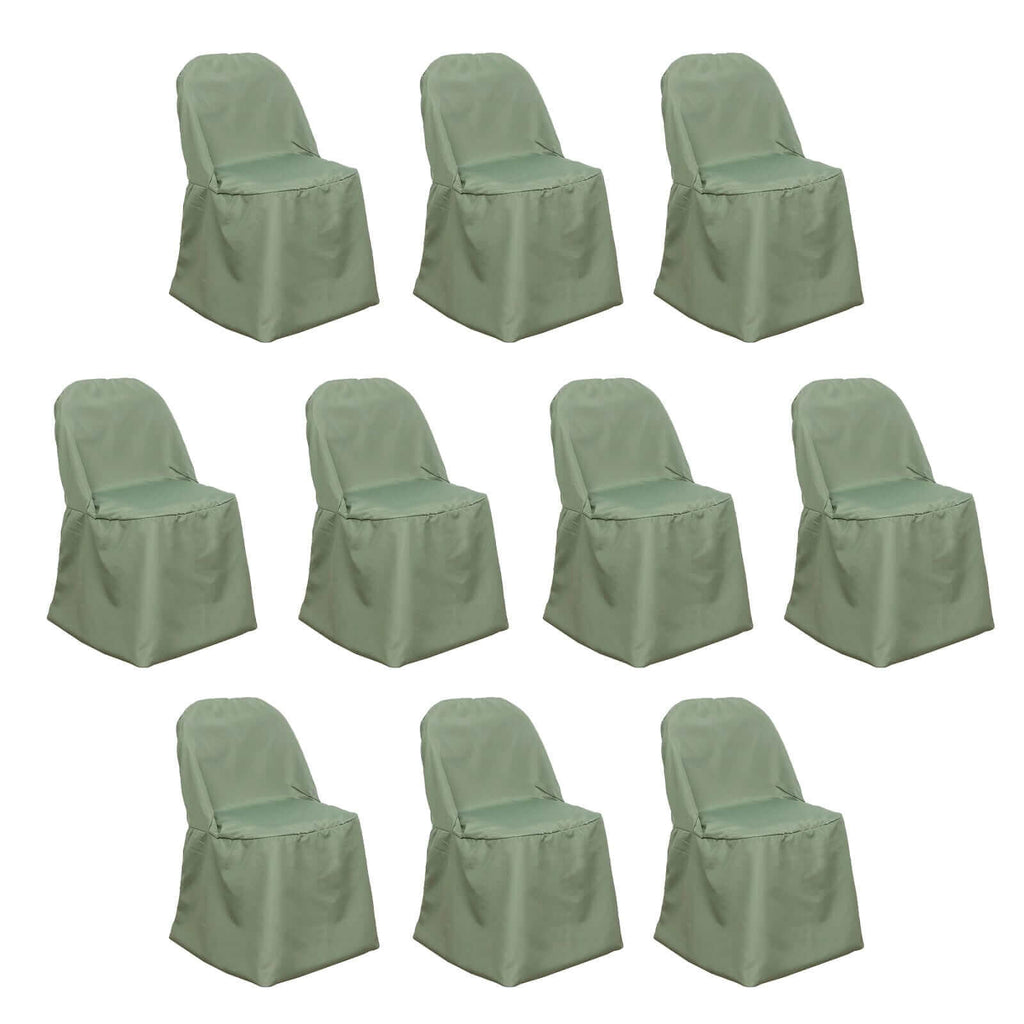 10 Pack Polyester Folding Chair Covers Dusty Sage Green ...