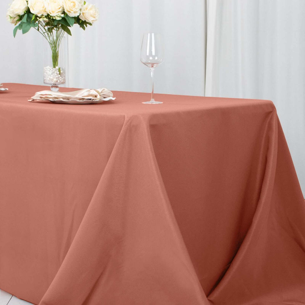 Premium Polyester Tablecloth 90"x132" Terracotta | TableclothsFactory
