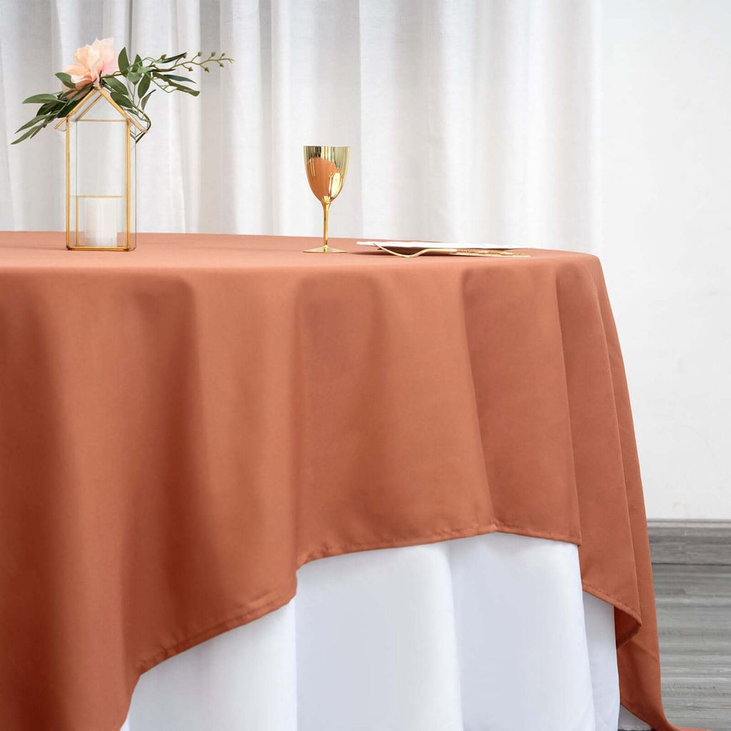 Polyester Square Overlay 90"x90" Terracotta | TableclothsFactory